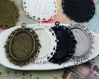 5pcs Alloy Filigree Scroll Edged 30x40mm Oval Bezel Setting | Etsy