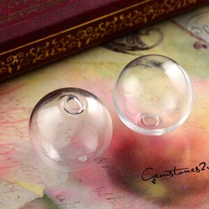 4pcs Sphere Little Clear Glass Bottles, Hollow Glass, Necklace Pendant ...