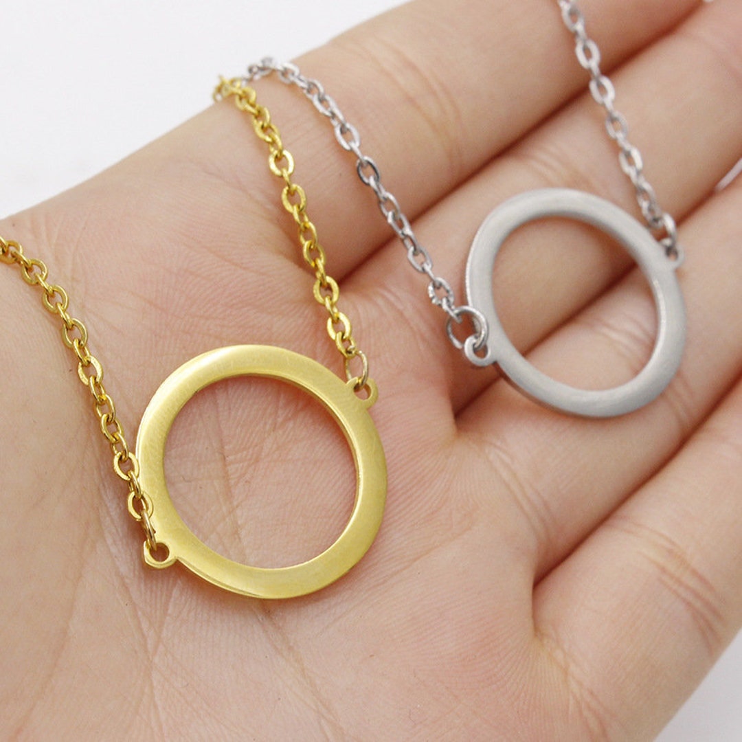 5pcs 45cm Polished Stainless Round Circle Pendant Personalized Necklace ...