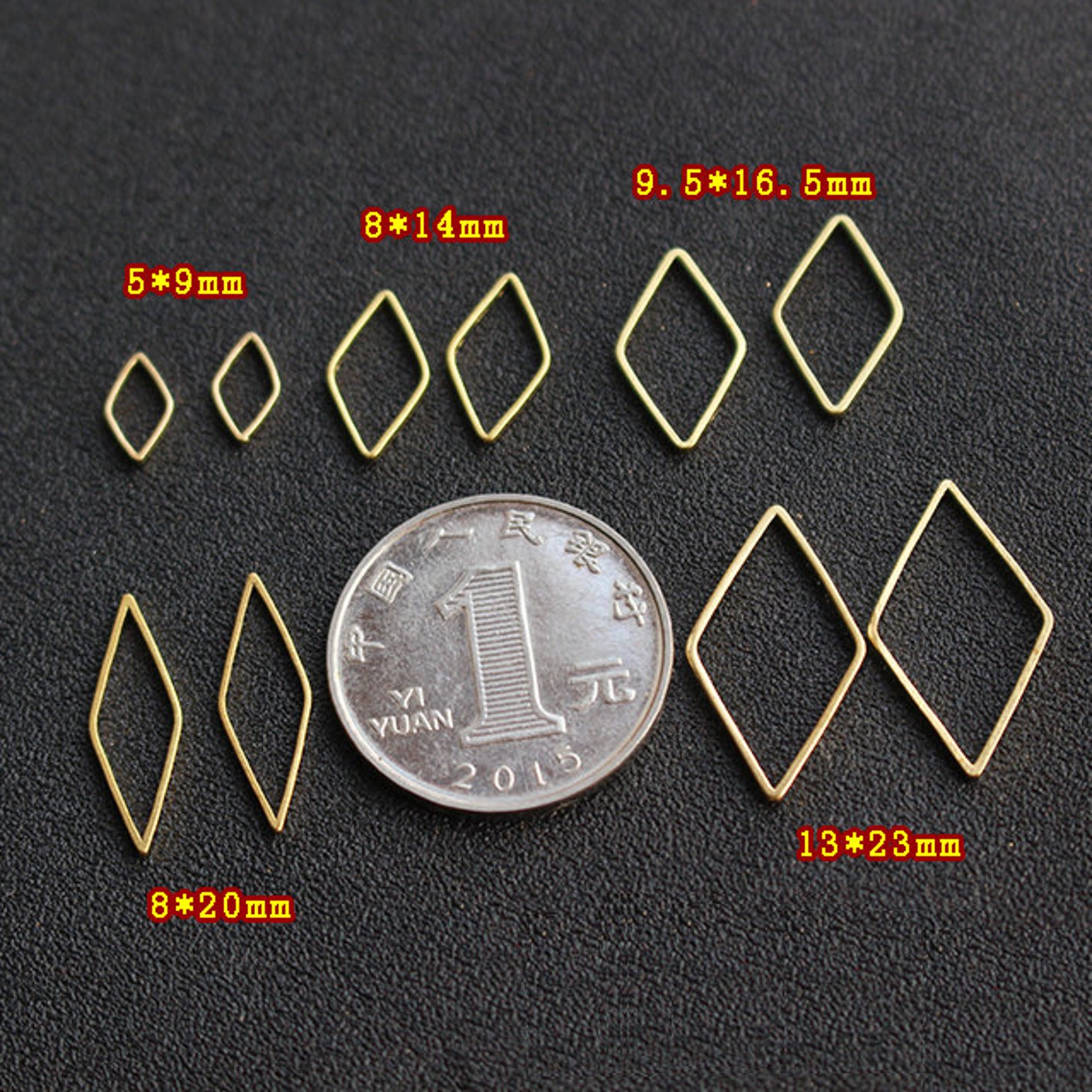 100pcs Raw Brass Hollow Diamond Pendants Charms Raw Brass | Etsy