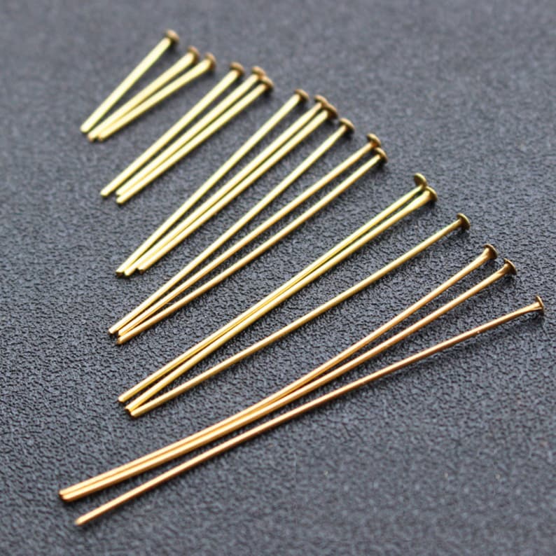 200pcs 16-80mm Raw Brass Flat Round Head Headpin Head Pins T | Etsy