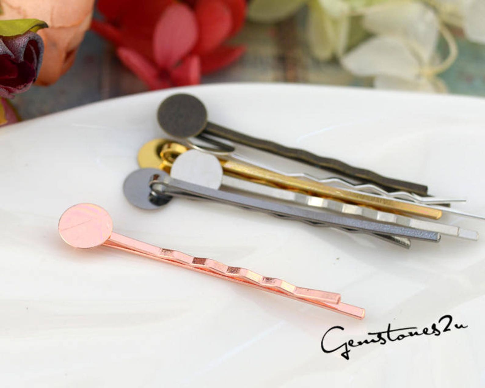 50pcs Hairpin / Hair Clip Tray Base, Blank Hairpin, Hairpin Glue-on 6mm ...