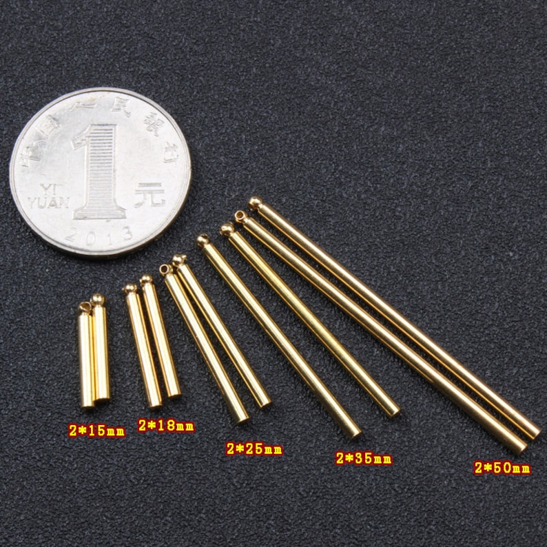 50pcs 2mm Ball Raw Brass 15-50mm Long Round Bar Brass Long | Etsy