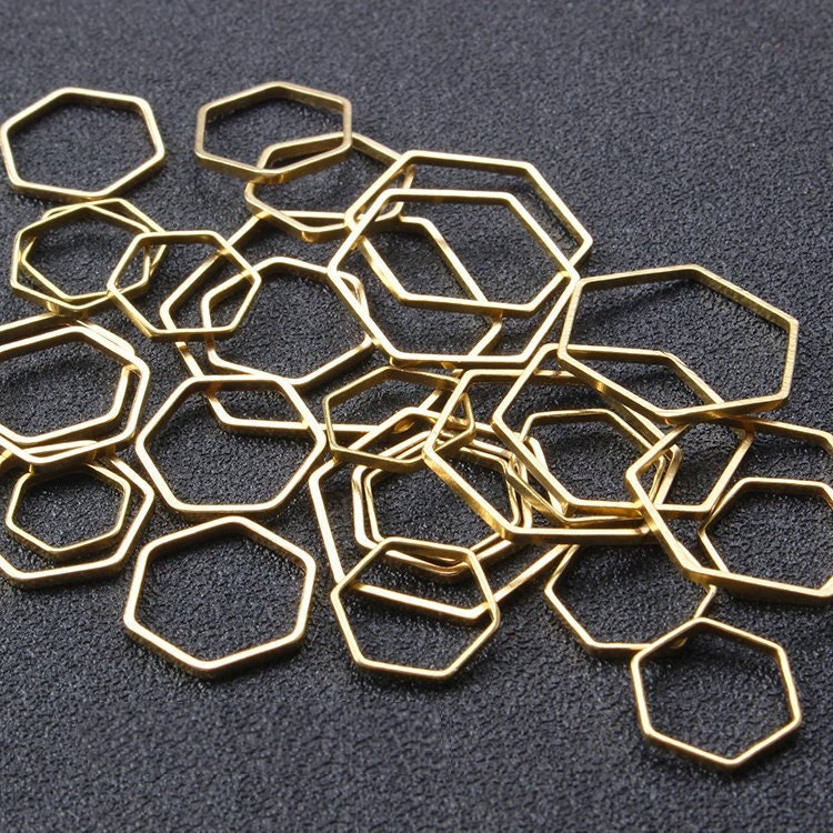 100pcs Raw Brass Hollow Hexagon Pendants Charms Raw Brass | Etsy