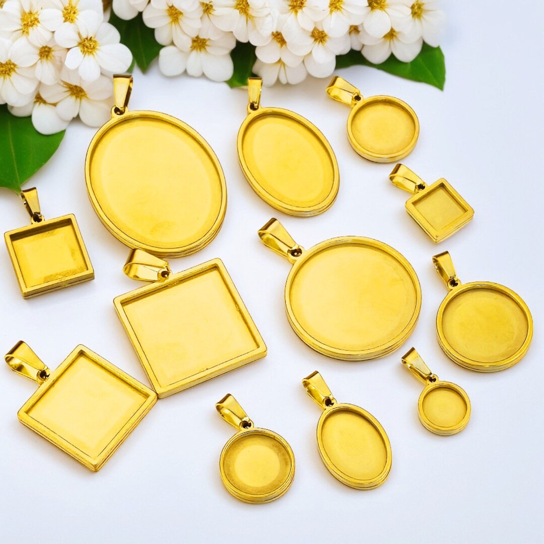 5pcs Stainless Steel Bezel Blanks, Bezel Tray Setting, Round/ Oval ...