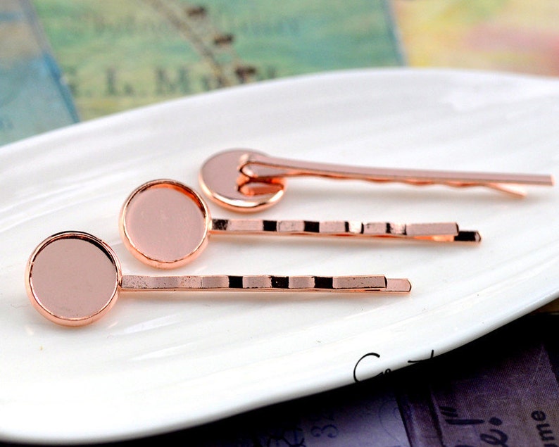 20pcs Hair Clips Brass Round Bezel Setting Hair Barrette | Etsy