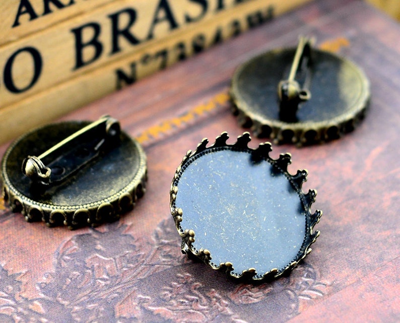 Brooch Base 20pcs 25mm Antique Bronze Brooch Cameo Base - Etsy
