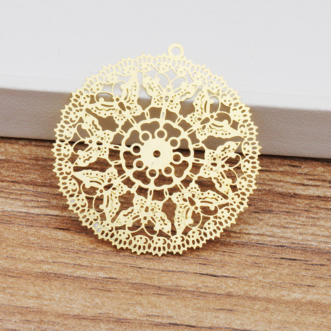 Filigree Findings-20pcs 30mm Filigree Round,filigree Flower Charm,flat ...