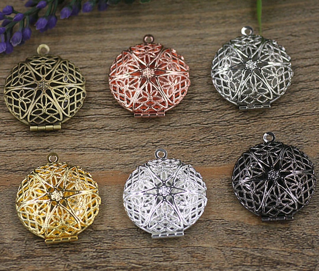5pcs 27mm Patterned Phase Box, Locket Pendant Tray Jewelry Findings ...