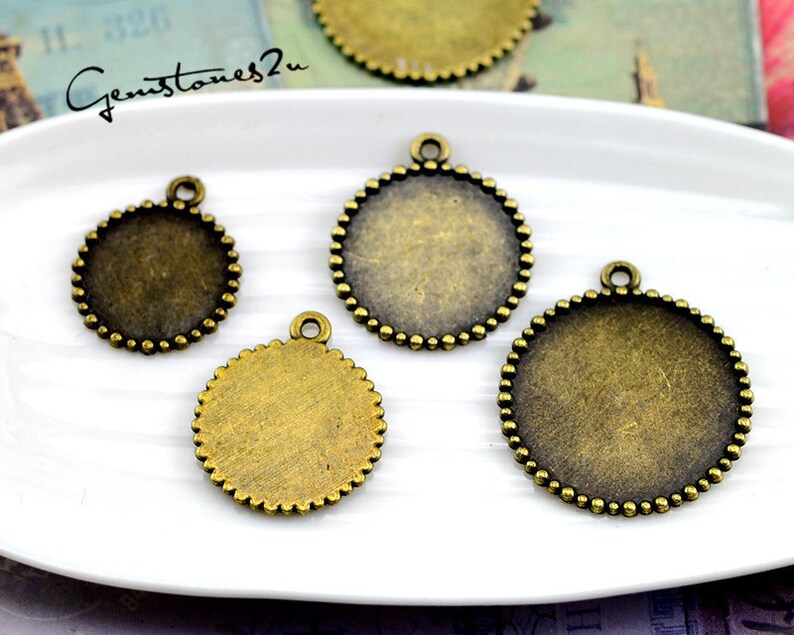 30pcs Alloy Filigree Scroll Edged Round Bezel Setting Round | Etsy