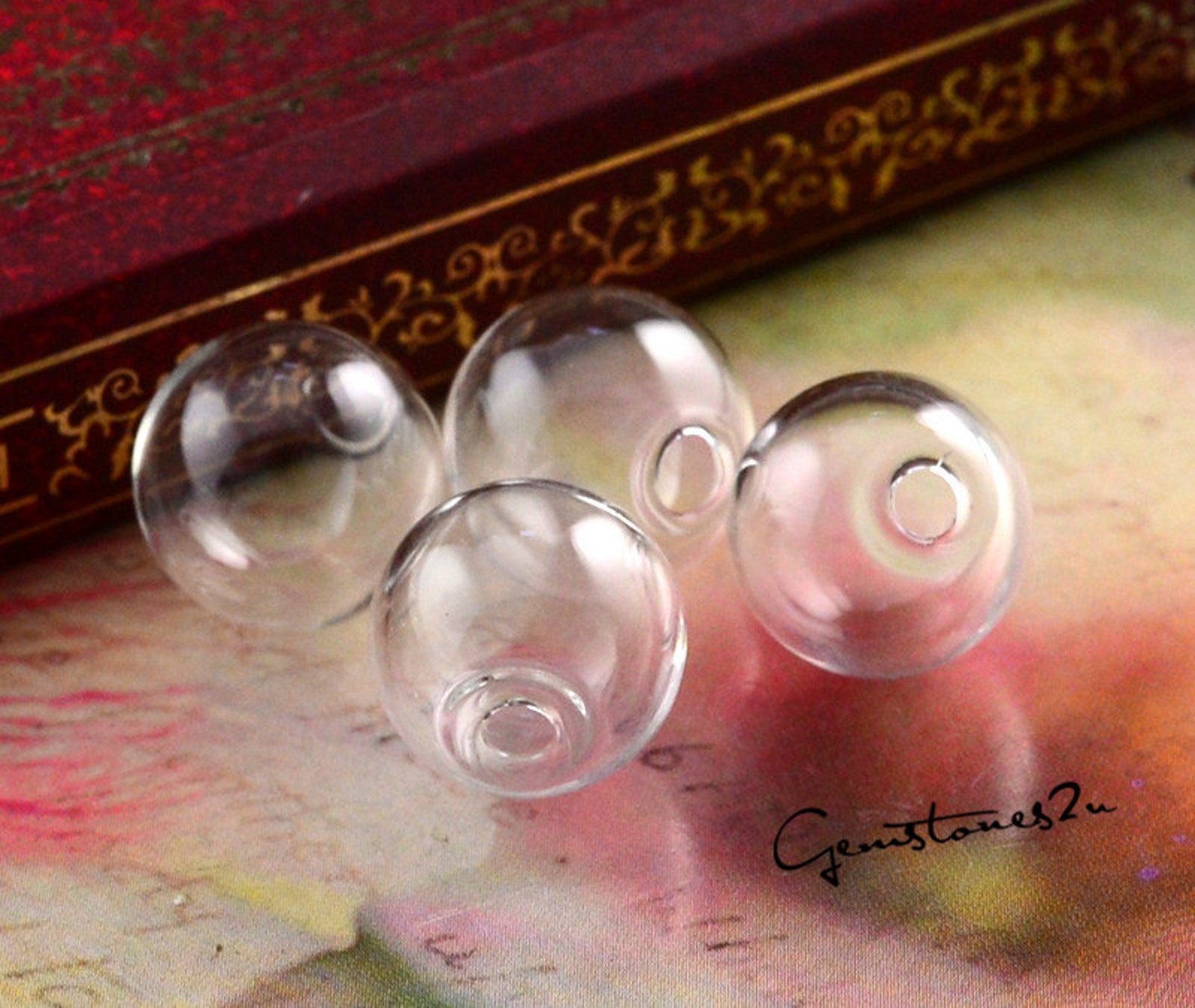 4pcs Sphere Little Clear Glass Bottles, Hollow Glass, Necklace Pendant ...