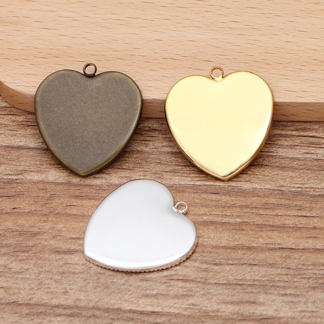 50pcs 25mm Bezel Setting, Heart Bezel Cups With One Connector, Pendant ...