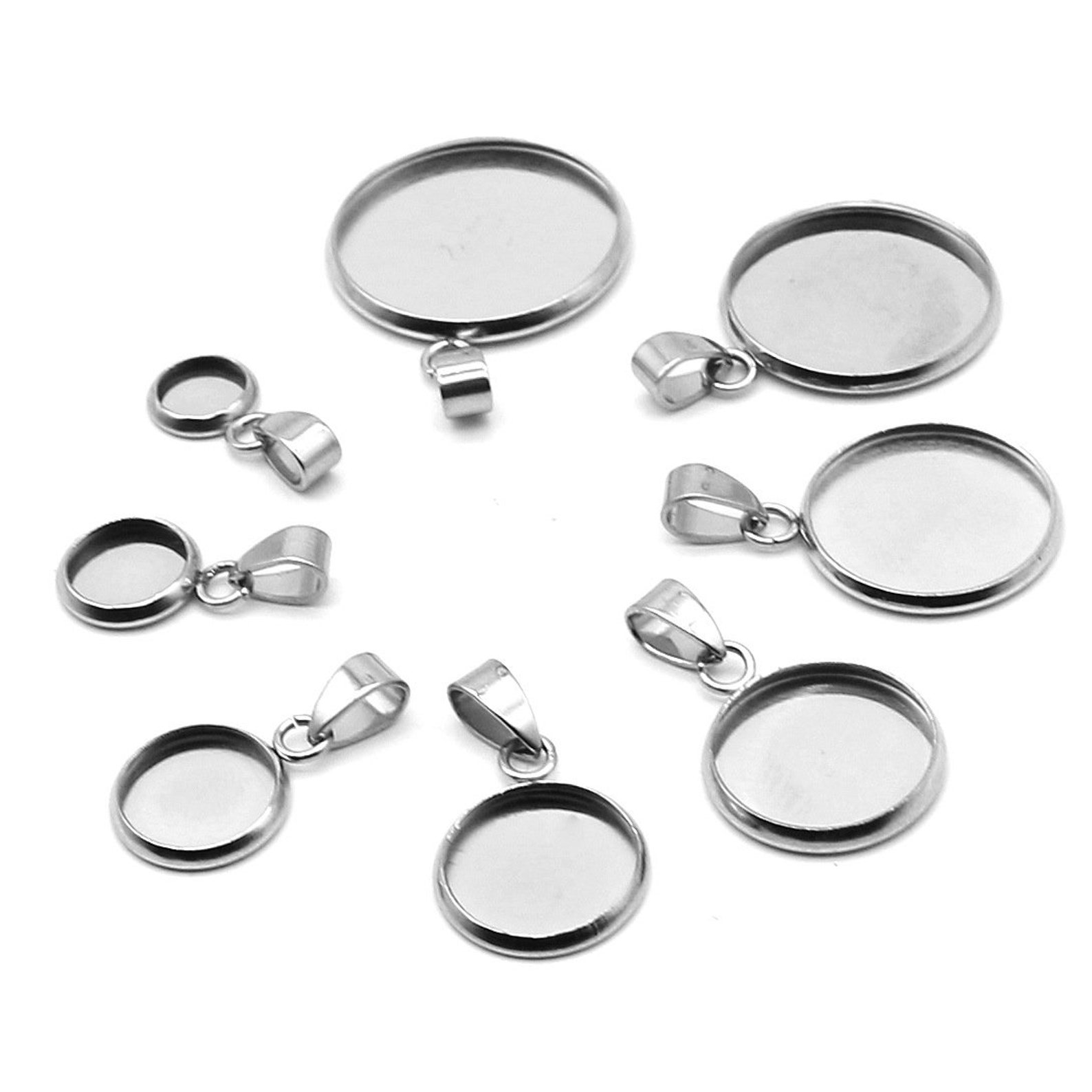 20pcs 6mm30mm Stainless Steel Round Bezel Pendant Bezel - Etsy