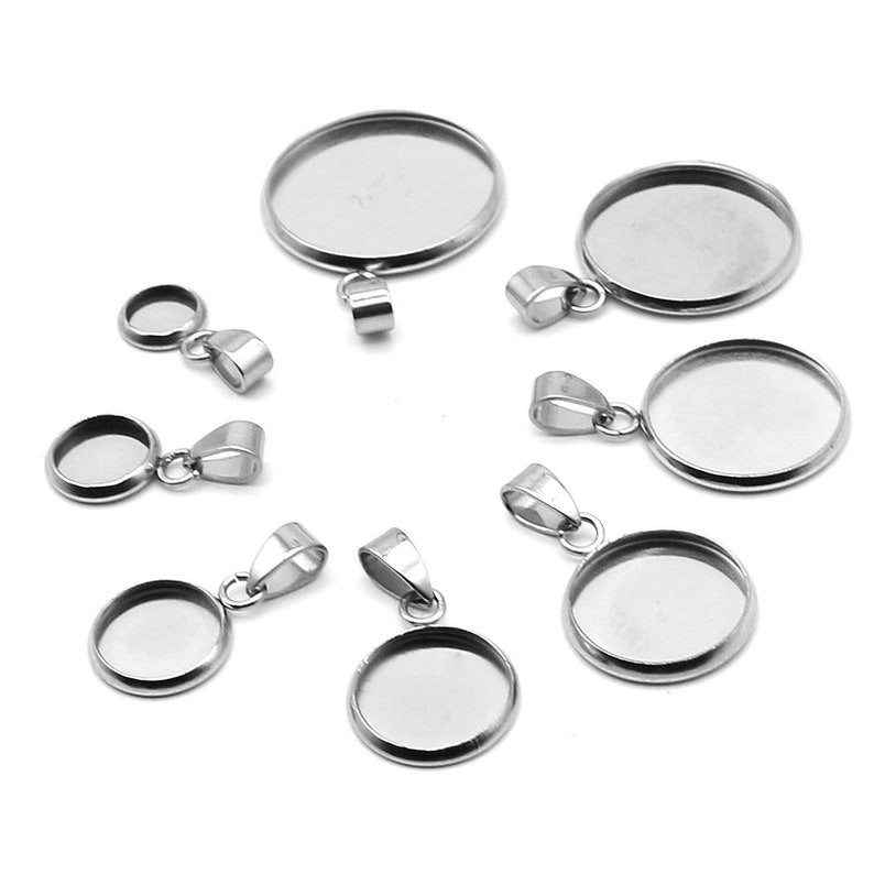 20pcs 6mm30mm Stainless Steel Round Bezel Pendant Bezel - Etsy