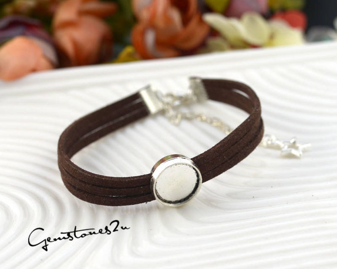 10pcs Suede Bracelet Base Antique Silver Trays Bracelet Flat | Etsy