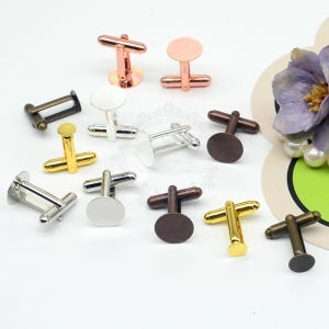 20pcs Cufflinks, Blank Cufflink Tray, French Style Cufflinks,metal Plated Cufflink,with 6mm/ 8mm ...