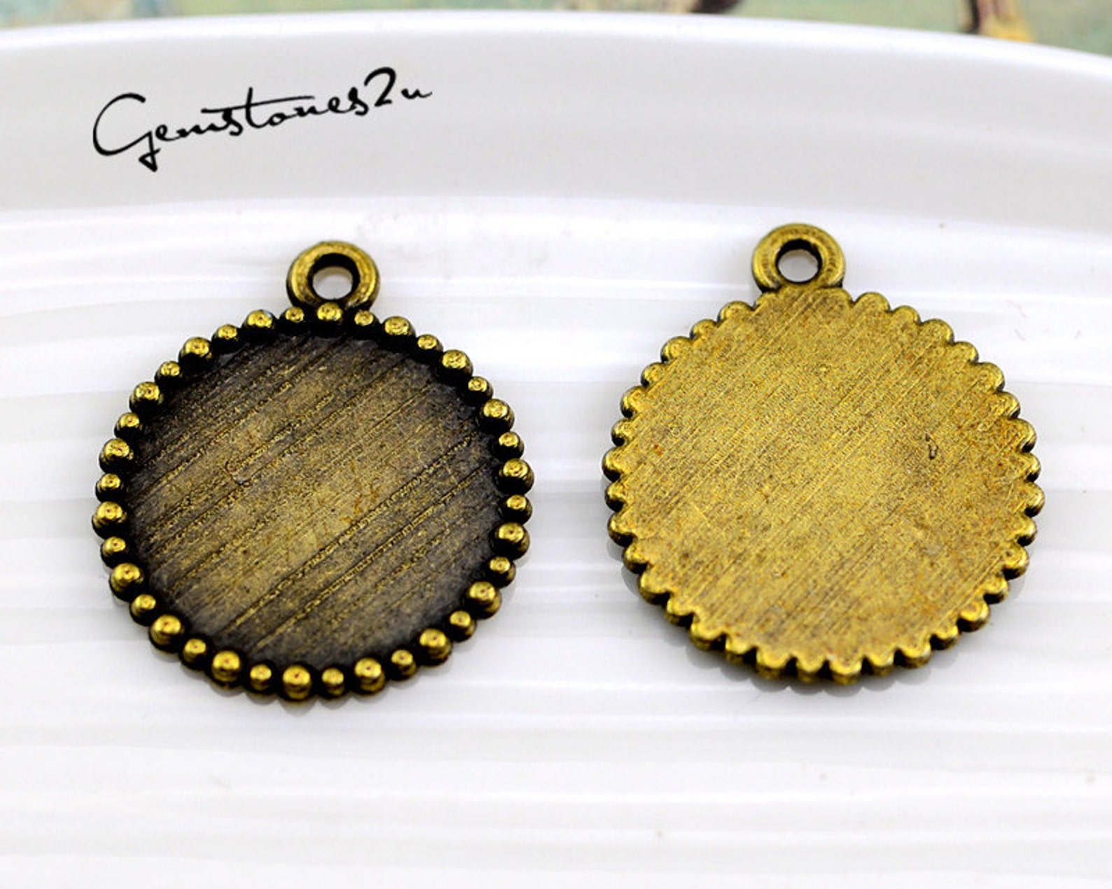 30pcs Alloy Filigree Scroll Edged Round Bezel Setting Round | Etsy