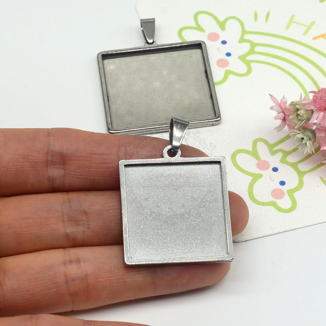 10pcs 20/25/30mm Square Stainless Steel Bezel Blanks,bezel Tray Setting ...