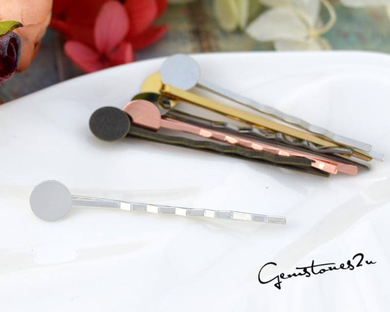 50pcs Hairpin / Hair Clip Tray Base, Blank Hairpin, Hairpin Glue-on 6mm ...