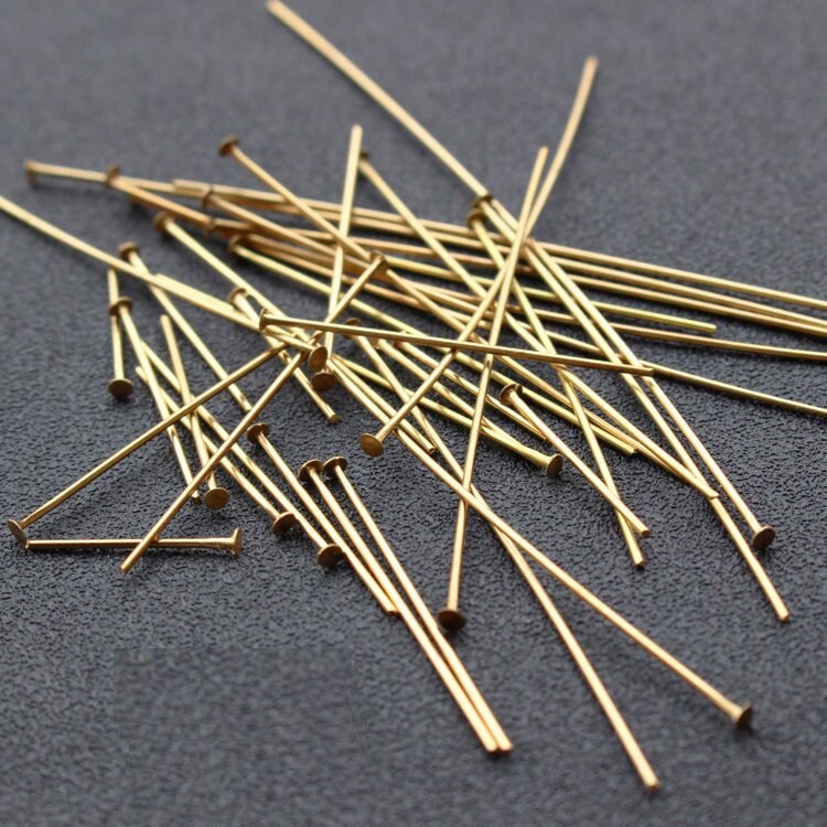 200pcs 16-80mm Raw Brass Flat Round Head Headpin Head Pins T - Etsy