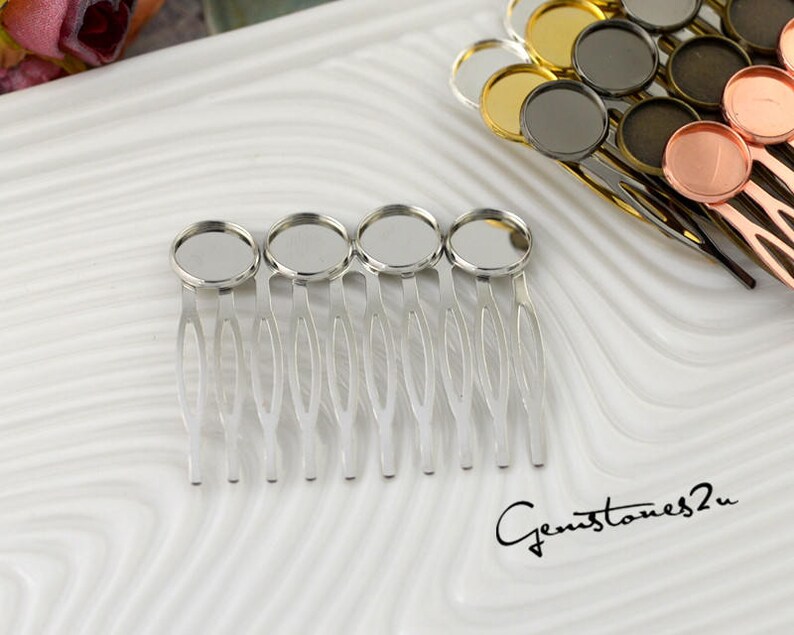10pcs 12mm Round Cameo Base, Hair Comb Base Bezel Setting, Bridal ...