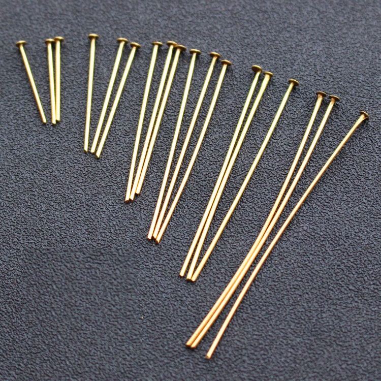 200pcs 16-80mm Raw Brass Flat Round Head Headpin Head Pins T - Etsy