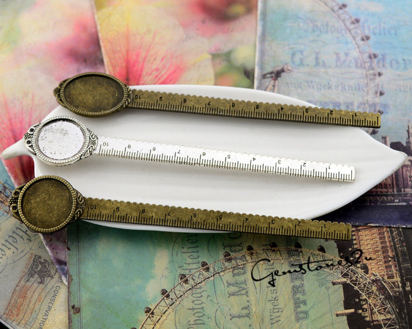 Wholesale10pcs Zinc Alloy 20mm Ruler Bookmark Base Setting | Etsy