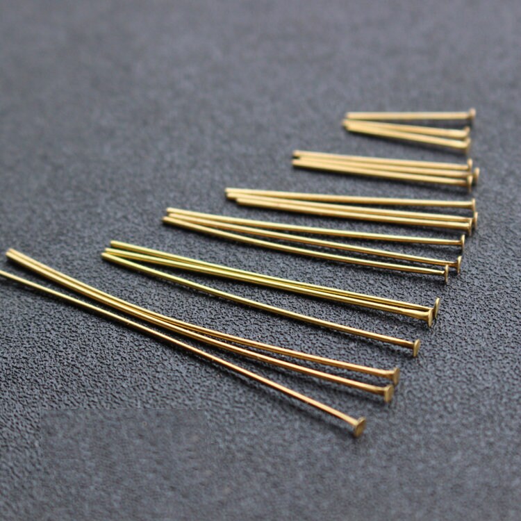200pcs 16-80mm Raw Brass Flat Round Head Headpin Head Pins T - Etsy