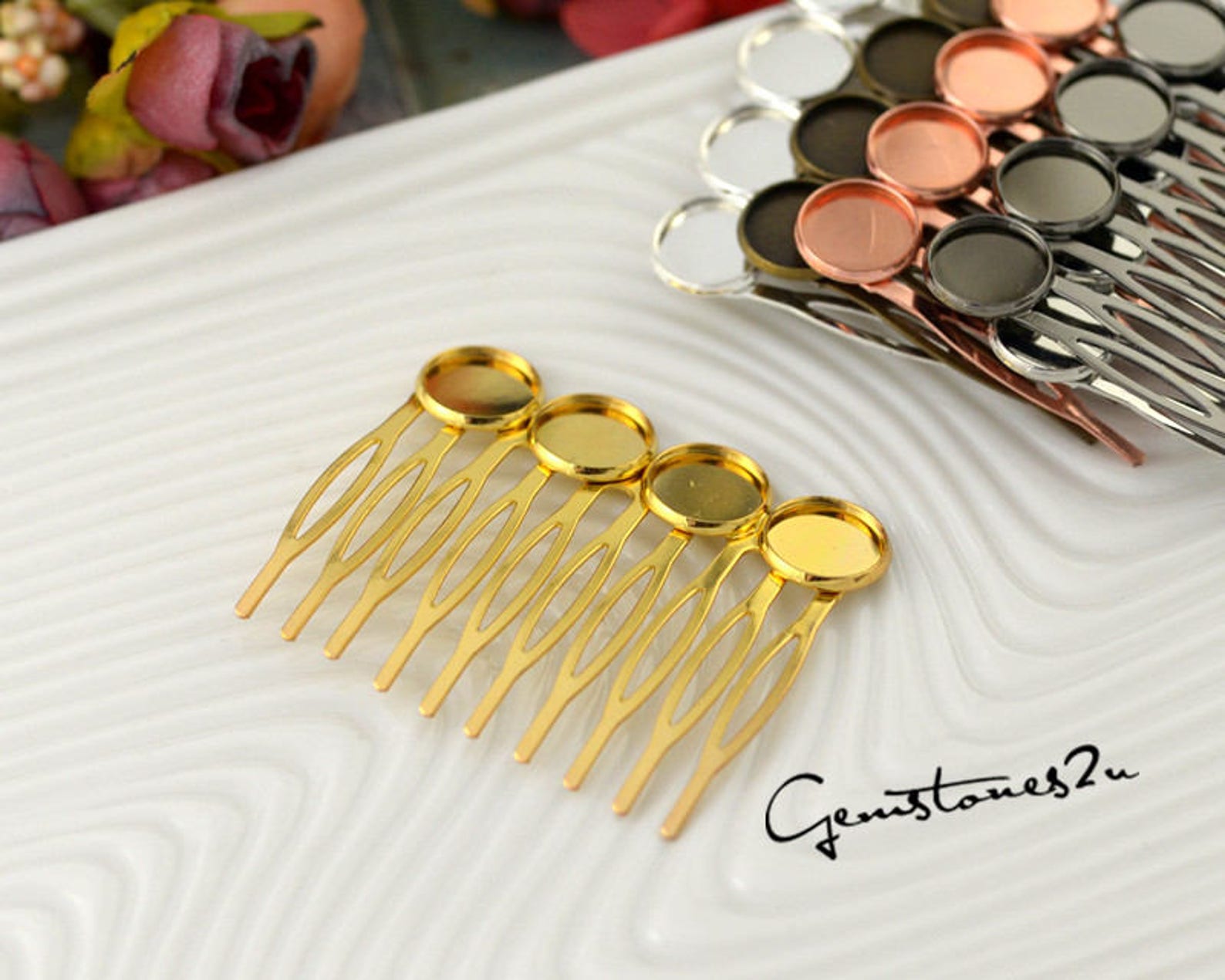 10pcs 12mm Round Cameo Base, Hair Comb Base Bezel Setting, Bridal ...