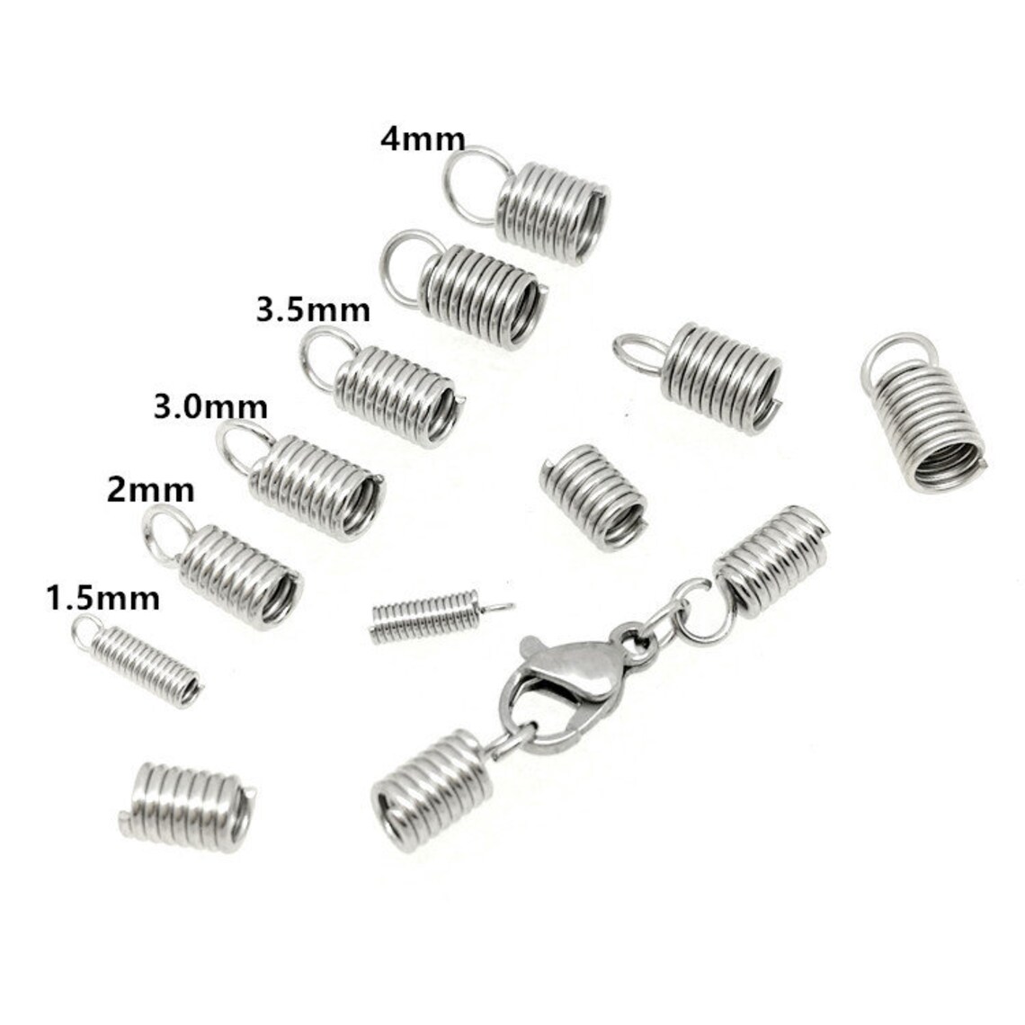 100pcs Stainless Steel Cord Ends Stainless Steel Spring Coil - Etsy