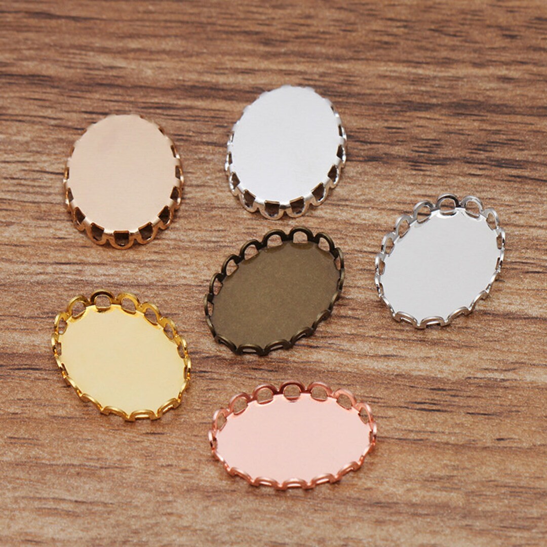 50pcs Oval Bezel Setting, Oval Bezel Cups Without Connector, Pendant ...