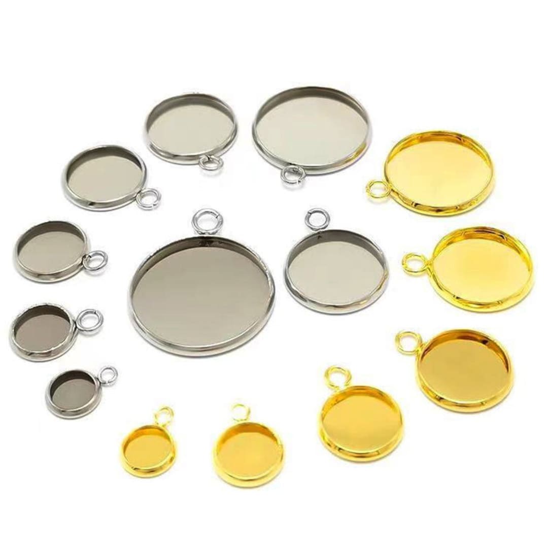 20pcs Stainless Steel Bezel Blanks, Bezel Tray Setting, Round Cab ...