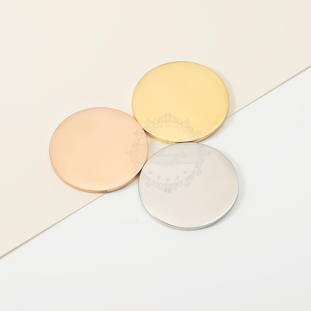 5pcs 19mm/ 20mm/ 23mm/ 25mm Double Mirror Polished Round Tag, DIY ...