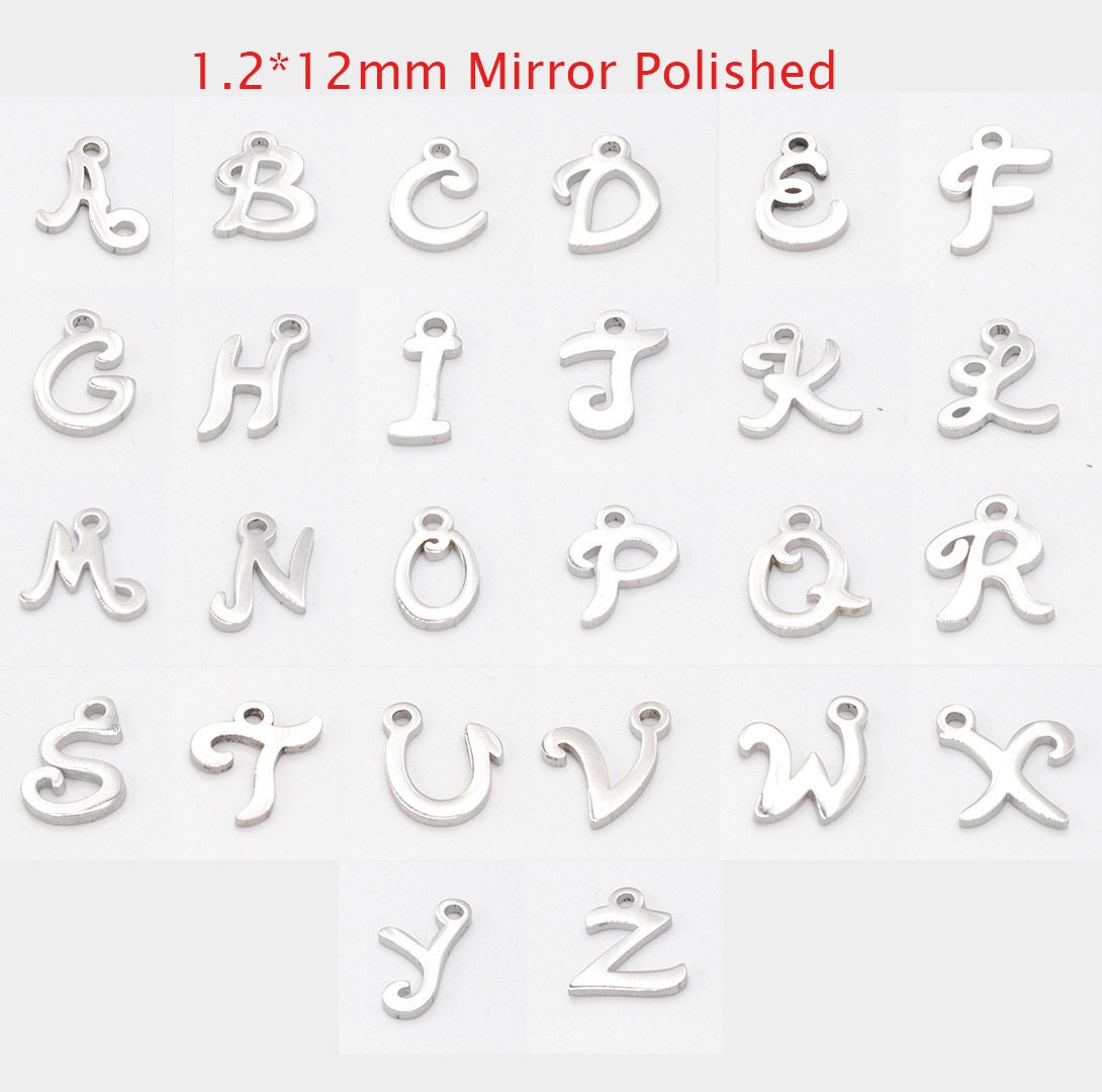 A Sets 1.2x12mm A-Z Alphabet Charm Stainless Steel DIY - Etsy