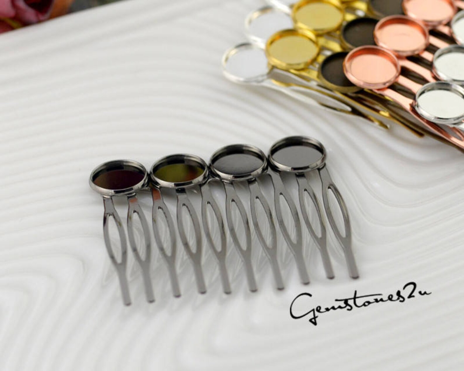 10pcs 12mm Round Cameo Base, Hair Comb Base Bezel Setting, Bridal ...