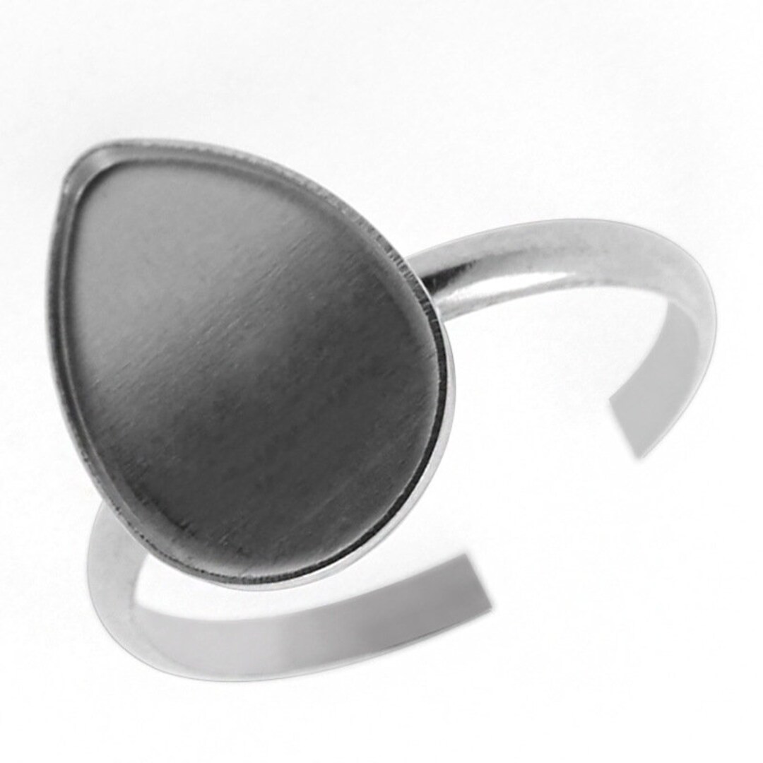 20pcs 10x14mm Stainless Steel Ring, Adjustable Ring Blanks, Teardrop ...