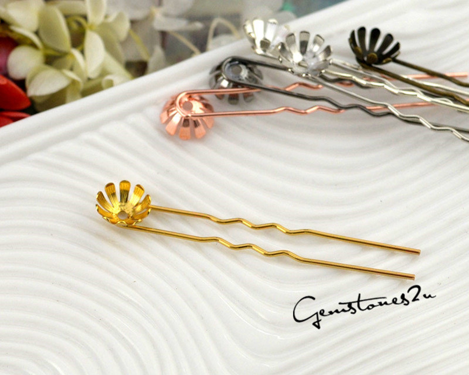 20pcs Brass Cameo Setting Hair Pins, Wedding Hair Pins, Prom Hair Pins ...