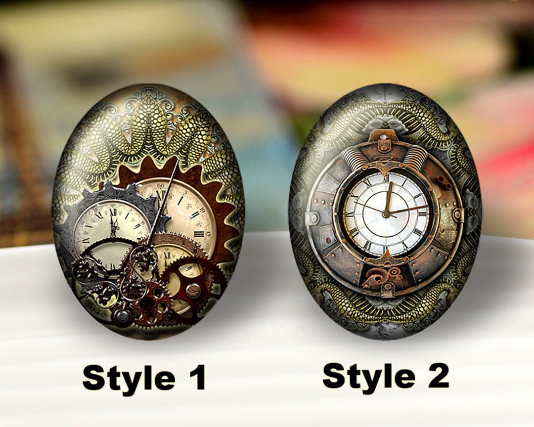 Steampunk Cabochons, Handmade Glass Cabochons, Art Glass Cabochon ...