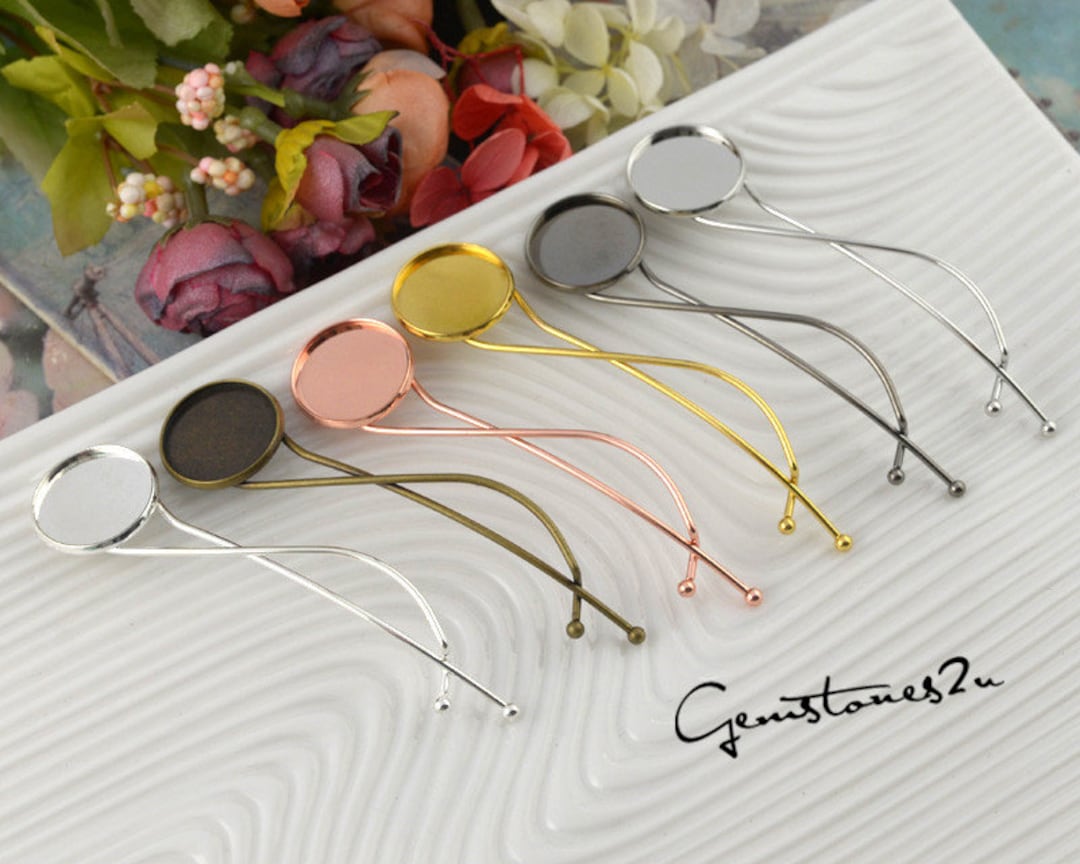 10pcs Minimalist Simple Hair Slide With 20mm Round Bezel, Cameo Setting ...