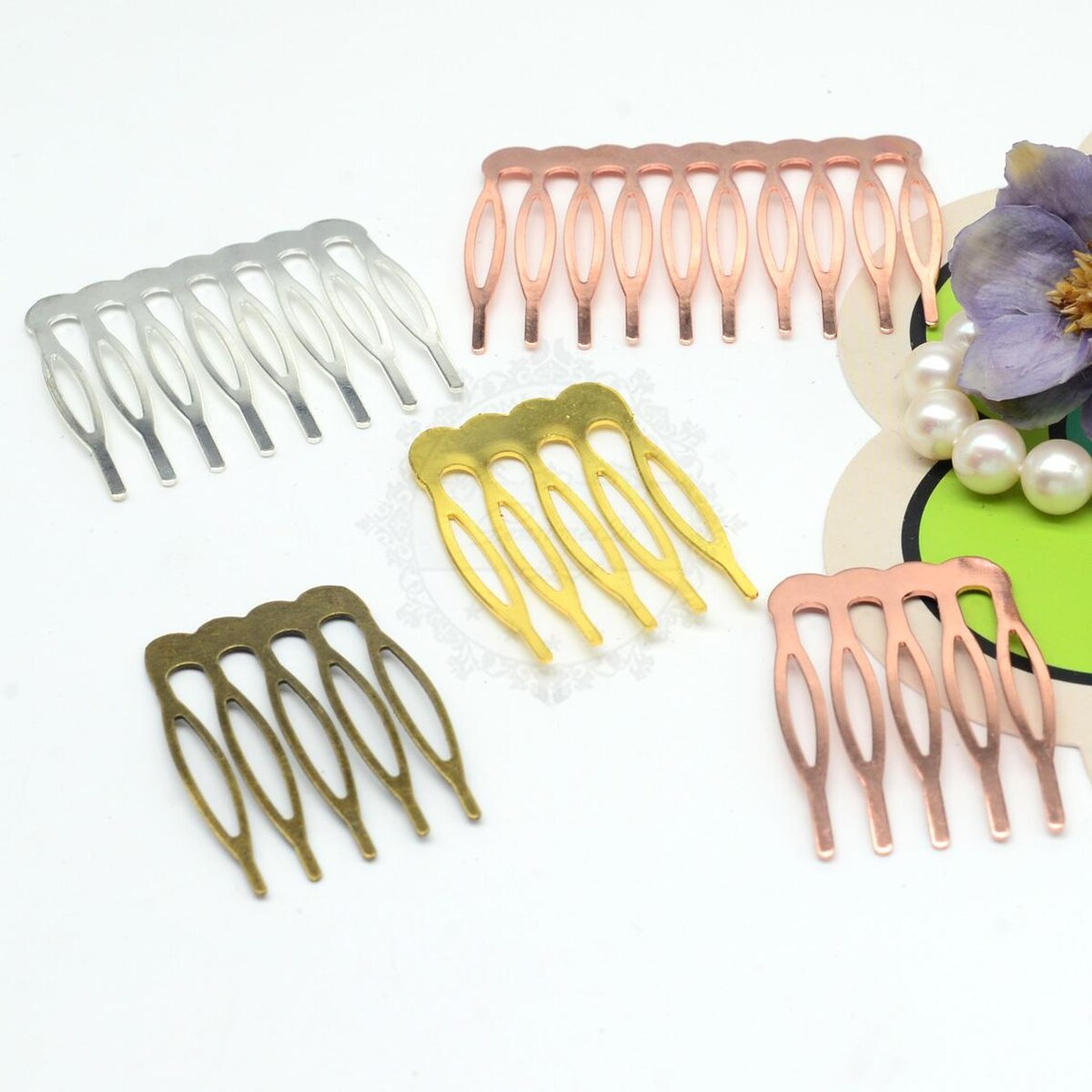 20pcs 5 Comb/8 Comb/10 Comb Hair Comb Base Setting, Brass Blank Hair ...
