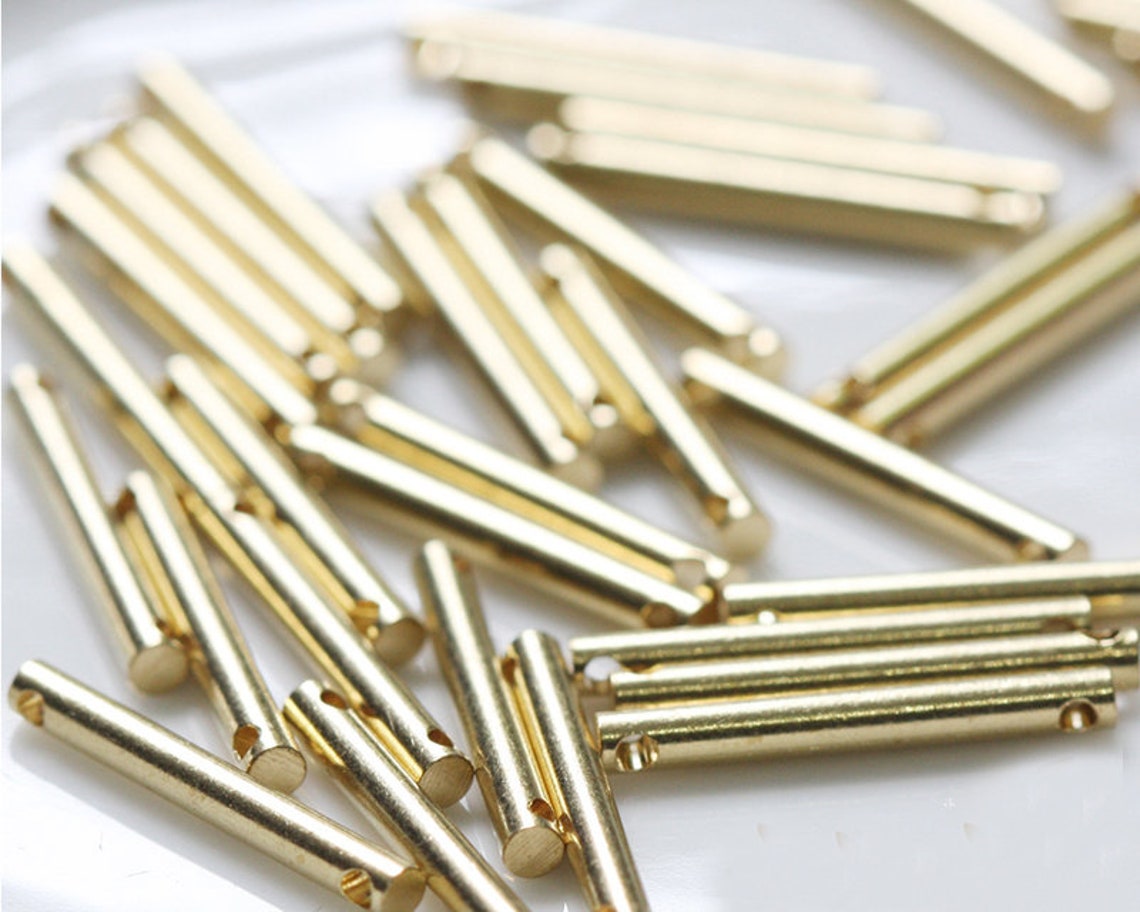 2x17mm Raw Brass Double Hole Round Bar Brass Long Stick Bar - Etsy