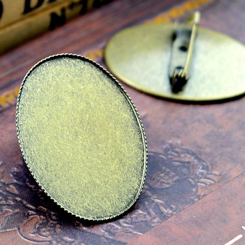 Lace Brooch Base 5pcs 25mm Antique Bronze Brooch Cameo Base - Etsy