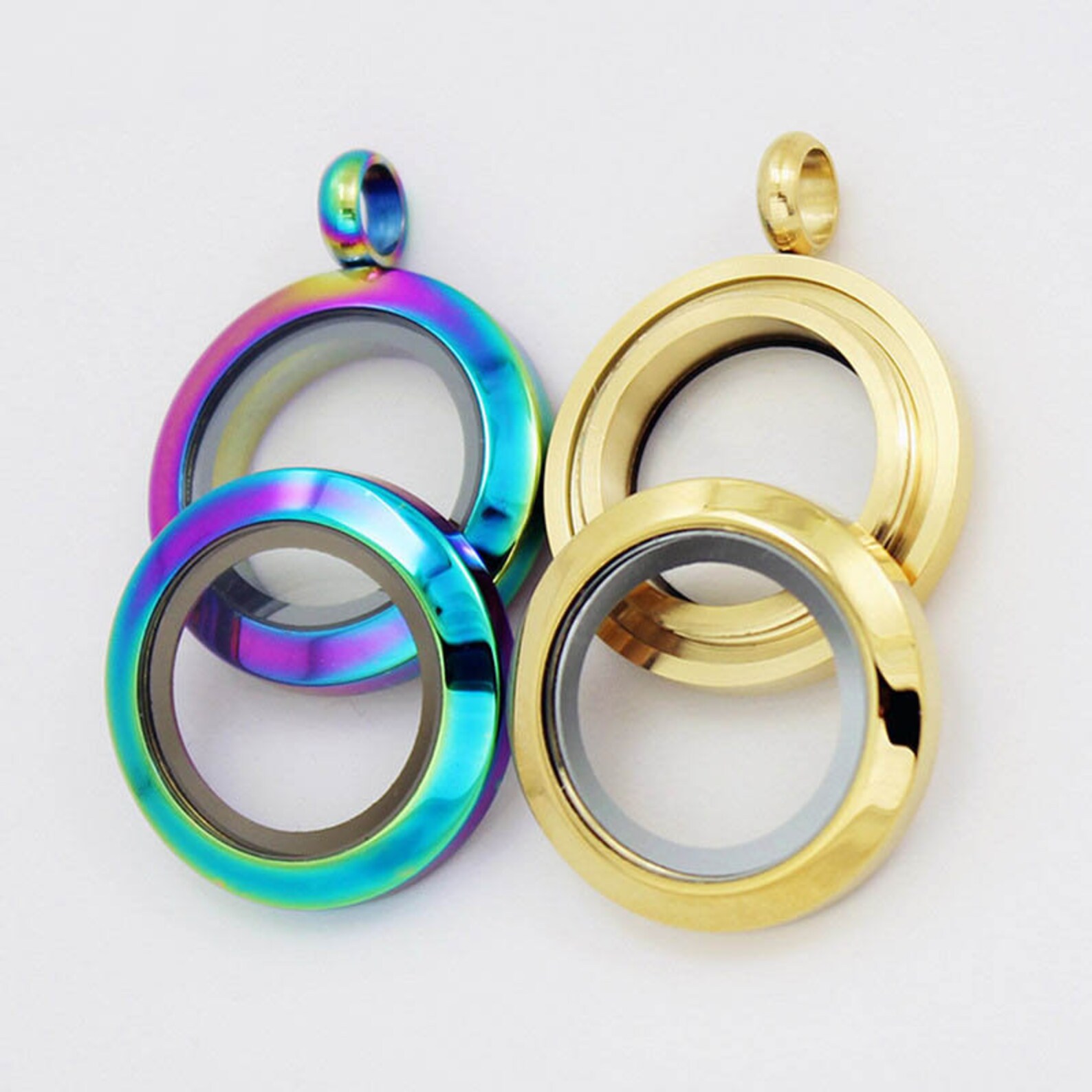 2pc 20mm Crystal Floating Memory Stainless Steel Locket Living - Etsy