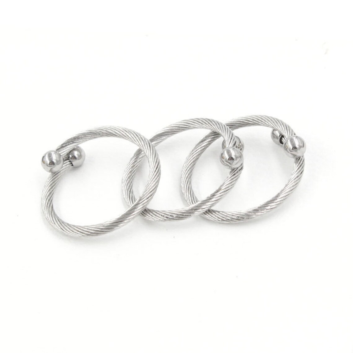 10pcs Stainless Steel Couple Ring, Adjustable Openable Ring Blanks ...