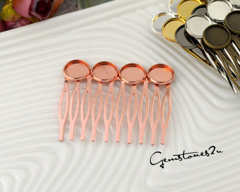 10pcs 12mm Round Cameo Base, Hair Comb Base Bezel Setting, Bridal ...