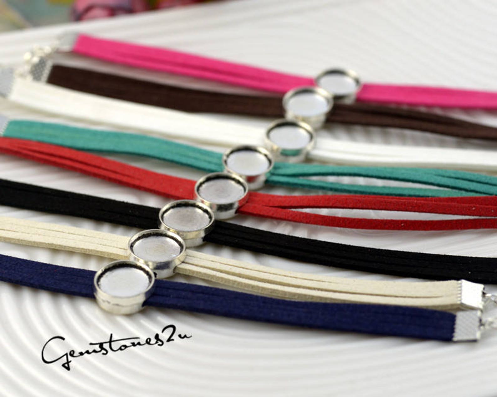 10pcs Suede Bracelet Base Antique Silver Trays Bracelet Flat - Etsy
