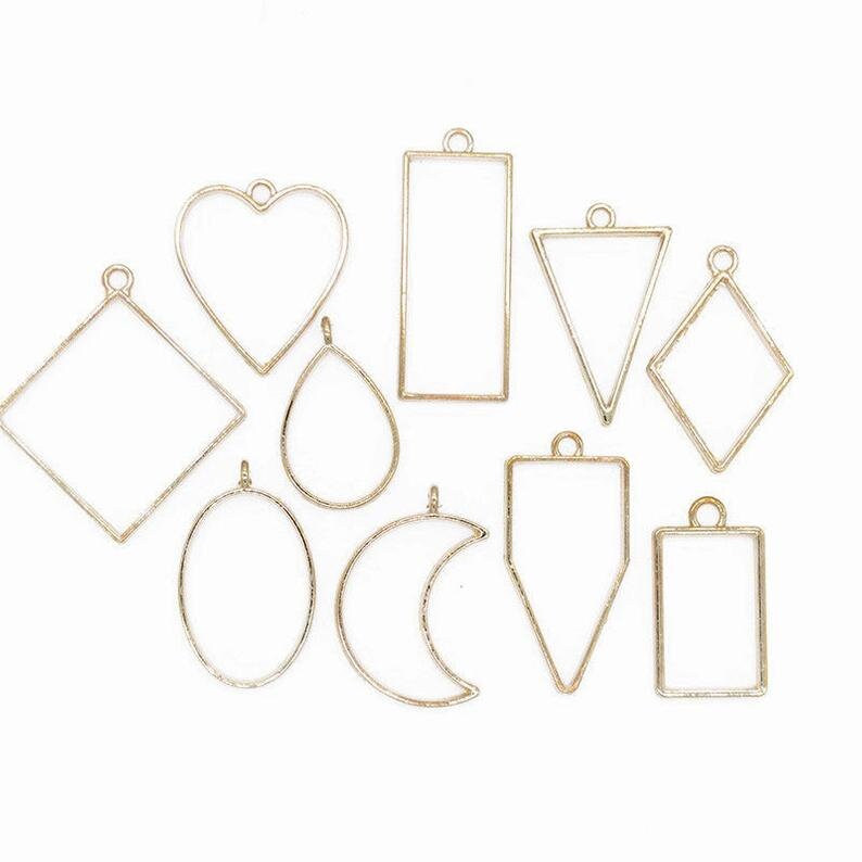 20Pcs Open Back Bezel Pendants Hollow Mold Pendant Geometric | Etsy