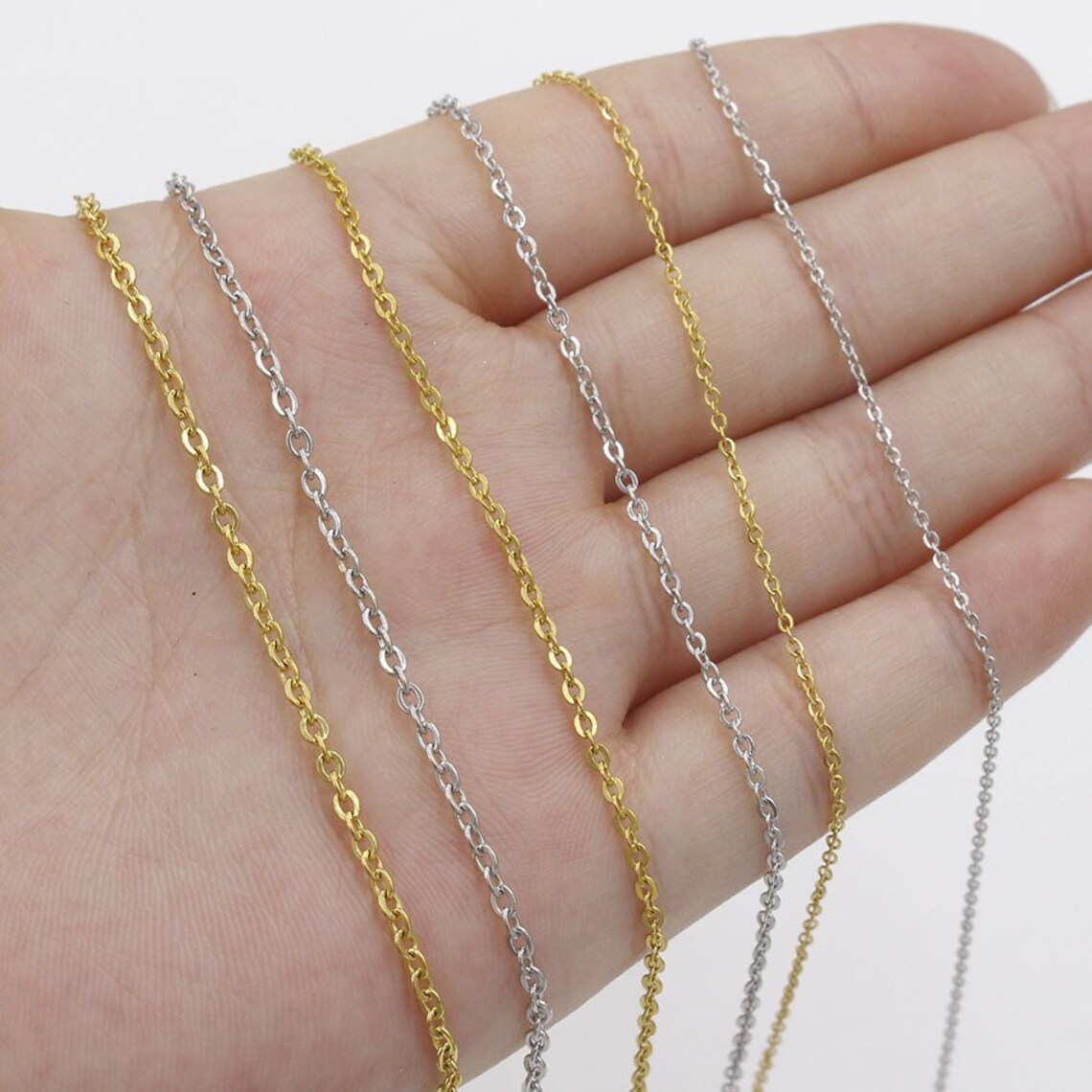 5pcs Stainless Steel Cable Chains Necklace Bulk Chain - Etsy