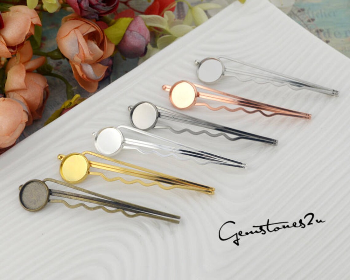 20pcs Hair Clips With 12mm Bezel Cabochon Base Blank Hairpin - Etsy