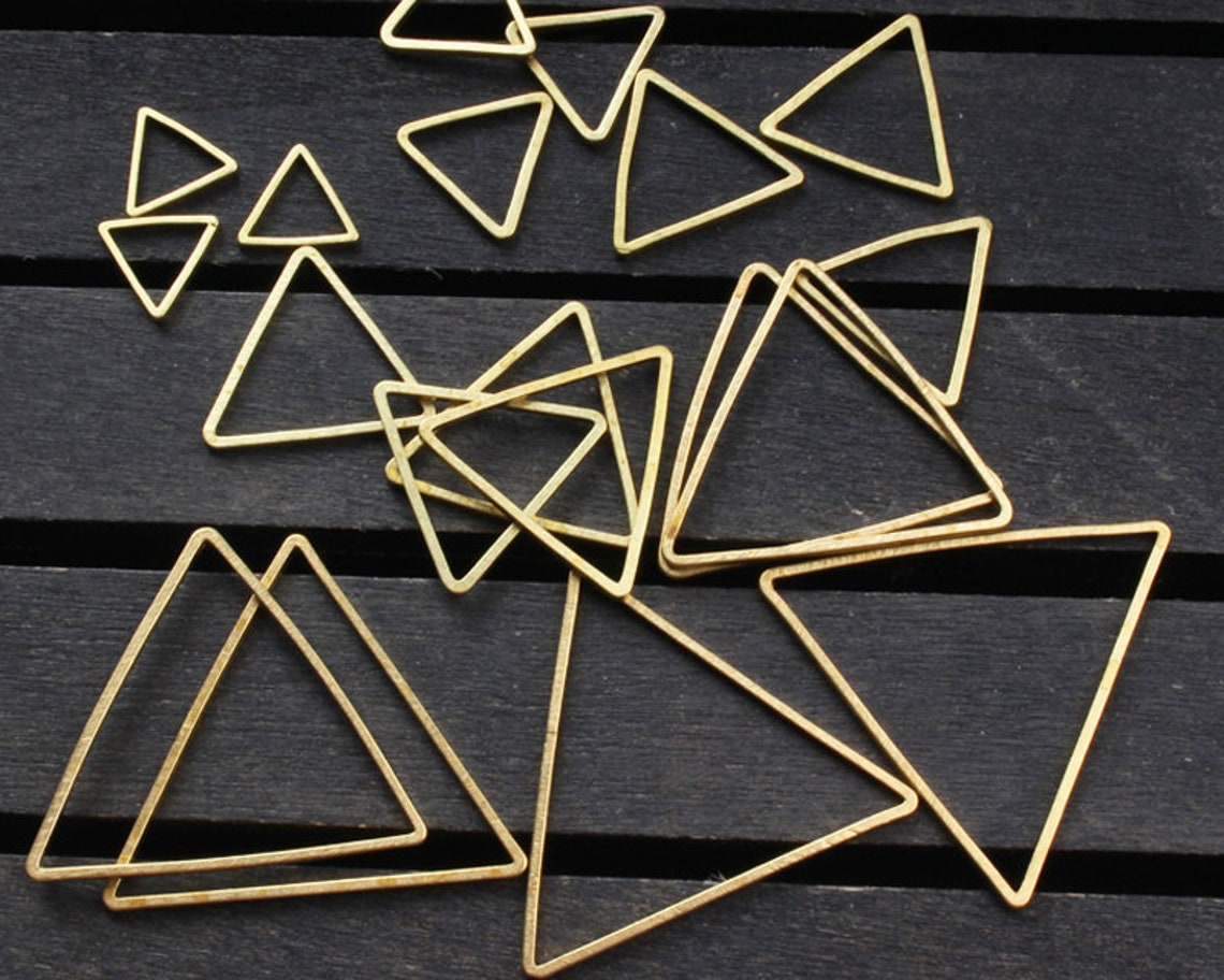 6-32mm Raw Brass Hollow Triangle Pendants Charms Raw Brass | Etsy